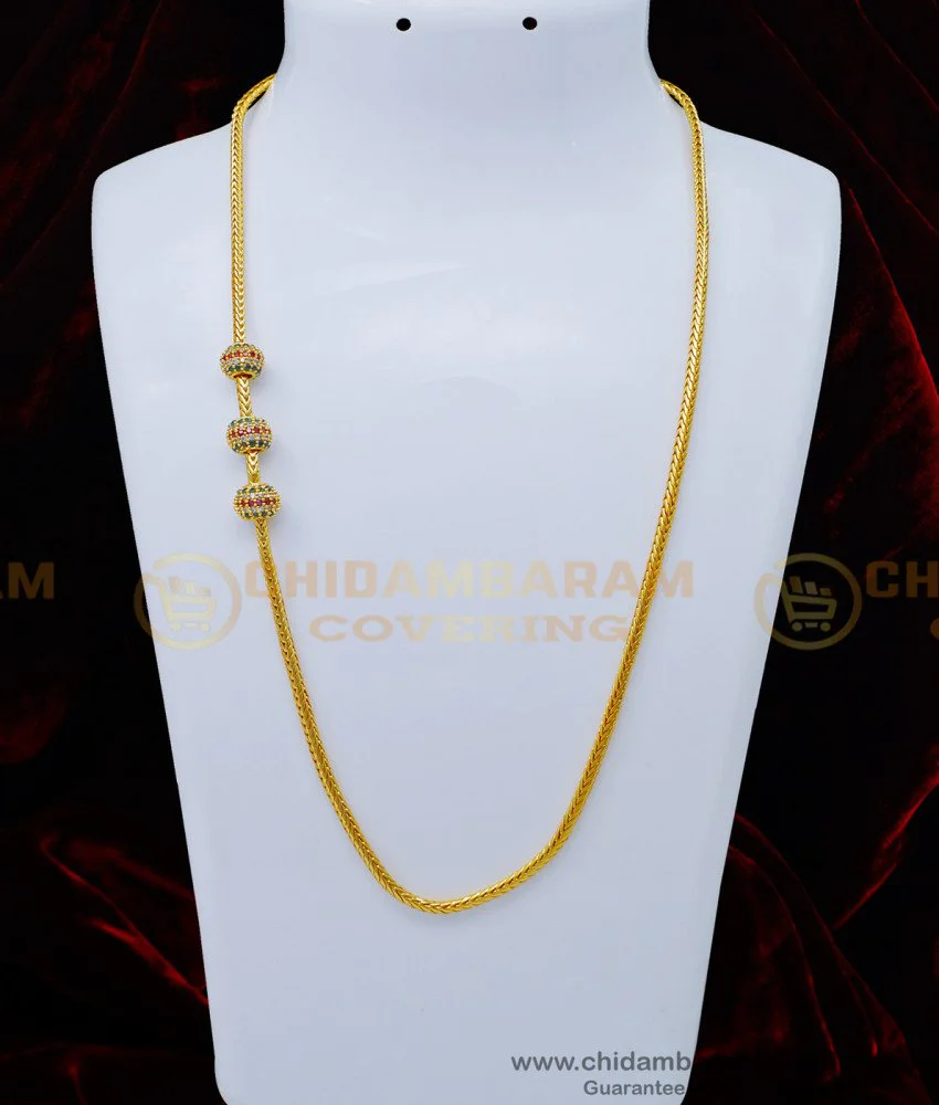 Buy Gold Plated Thali Kodi Chain Multi Stone Balls Mugappu Chain Design
